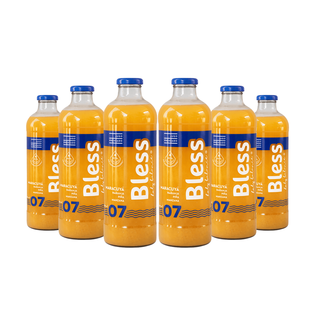 Maracuya, Naranja, Piña, Manzana, jugo prensado, sin azúcar – Jugos Bless